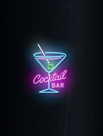 LED Cocktail Bar Neon Sign with Martini Glass | Echo Neon for Bar