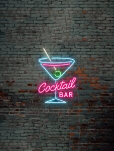 LED Cocktail Bar Neon Sign with Martini Glass | Echo Neon for Bar