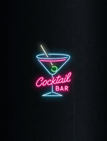 LED Cocktail Bar Neon Sign with Martini Glass | Echo Neon for Bar