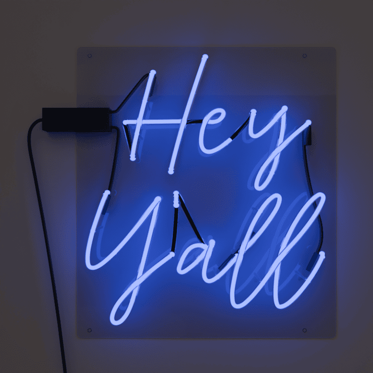 Hey Y'all Glass Neon Sign | Echo Neon