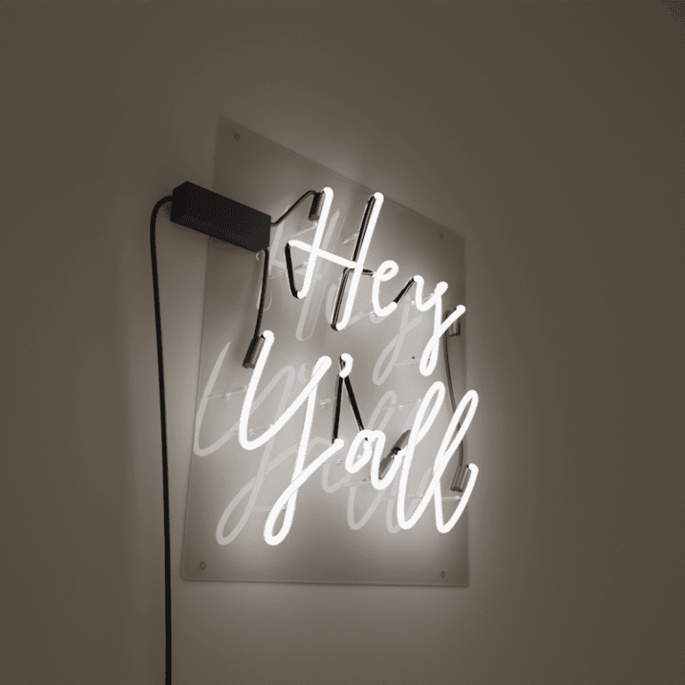 Hey Y'all Glass Neon Sign | Echo Neon