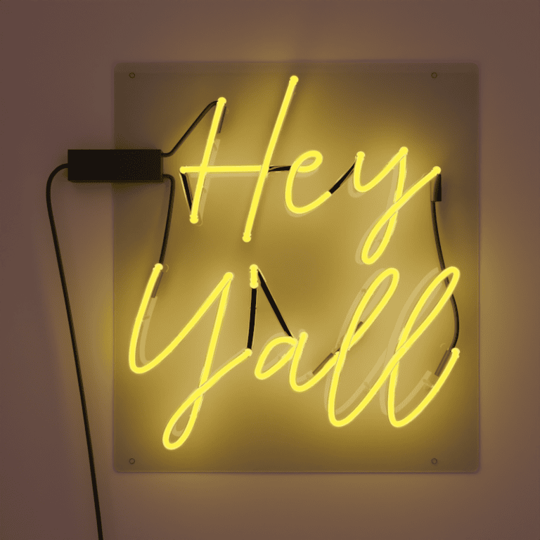 Hey Y'all Glass Neon Sign | Echo Neon
